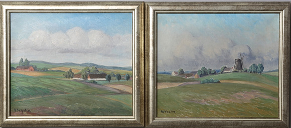 HARTVIG SCHALIN. olja på duk, 2st, signerade. Konst - Måleri - Auctionet