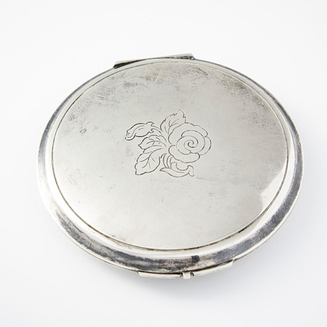 GEORG JENSEN. Puderdosa, sterlingsilver, Denmark, med spegel och dekor ...