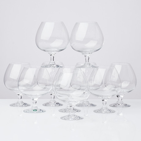 EDWARD HALD. Cognac cups, "Hald", 10 pcs, Orrefors, labelled. Glass ...