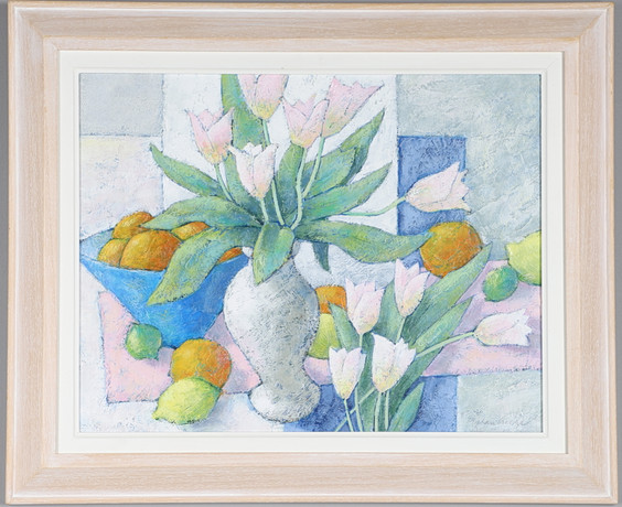 GRAHAM GEORGE, TULPANER OCH FRUKT. Konst - Måleri - Auctionet