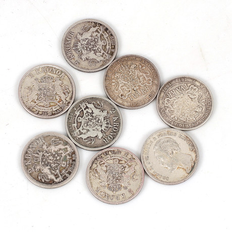 SILVERMYNT, 8 st. 2 kr, Oscar II, 1876-1900. Mynt, Medaljer & Frimärken ...