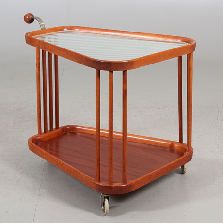 SERVER TROLLEY, hardwood, glass, "Model 879", Nybrofabriken, 1940s/50s ...