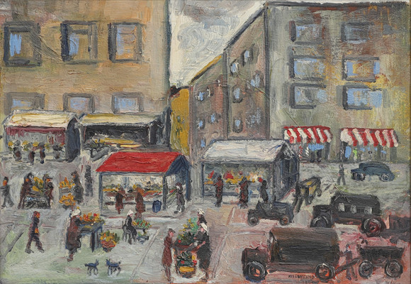MAX FRIEDLAND. "RÖMER MARKT, FRANKFURT AM MAIN", signed and dated '44 ...