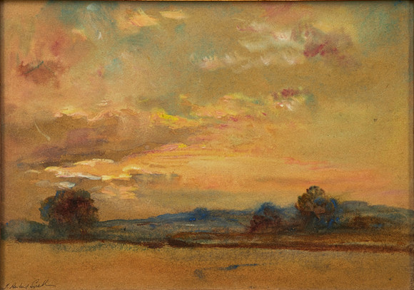 JAMES HERBERT SNELL (1861-1935). English landscape in dusk, signed J ...
