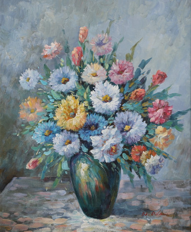 WALTER ADAMS. Olja på duk, blomsterstilleben, signerad. Konst - Måleri ...