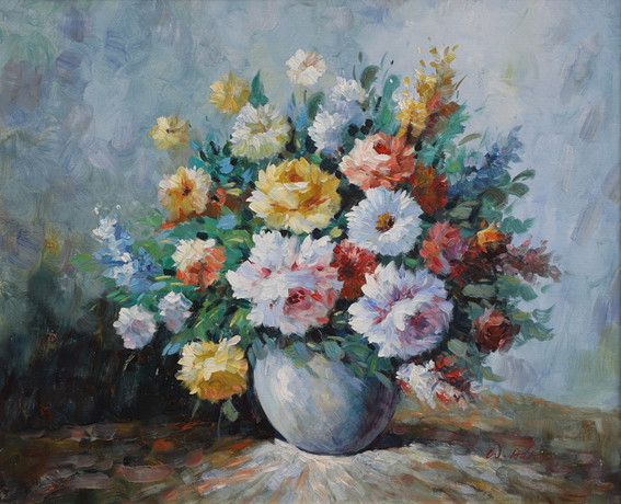WALTER ADAMS. Olja på duk, blomsterstilleben, signerad. Konst - Måleri ...