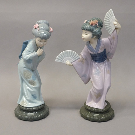 SALVATORE DEBON. LLADRO, FIGURINES, GEISHA, TWO PARTS. Ceramics ...