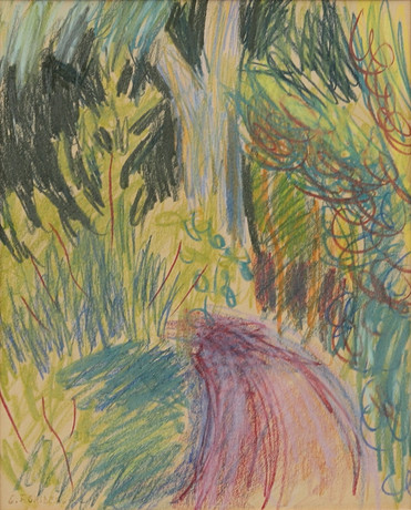 EVA FORSBERG-SJÖGREN. "Paisaje", Byxelkrok, Öland, pastel, firmado ...