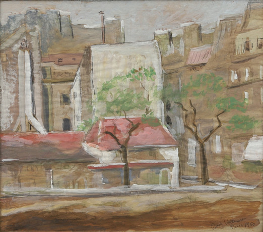 BODE WILLUMSEN (DANMARK 1895-1987). Motif from Paris, mixed media ...