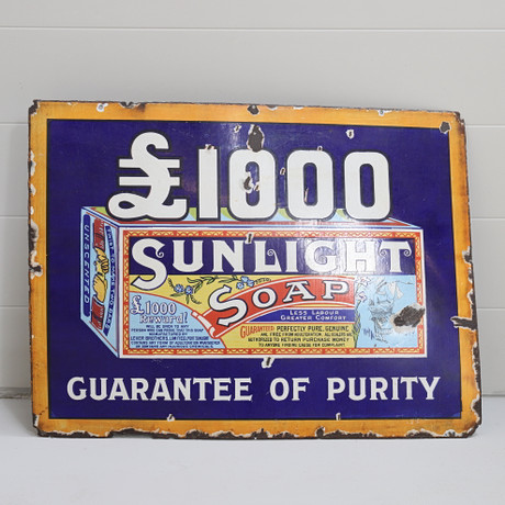LETRERO DE ESMALTE, "Jabón Sunlight", primera mitad del siglo XX. Otros ...