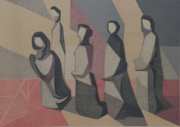ERIK OLSON. color lithograph, figure composition, signed, numbered and ...