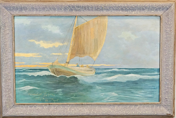 Tuntematon taiteilija, "Homecoming fisherman", öljy kankaalle ...