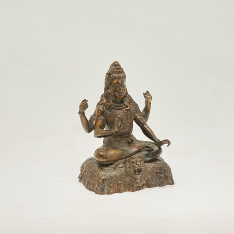 Figure / sculpture, Shiva with lion, brass, bronzed, 20th century ...