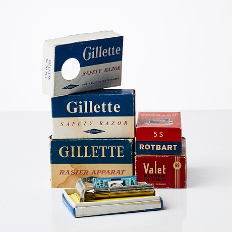 RAZOR, Gillette, Rotbart, Valet, 5 boxes, first half of the 20th ...