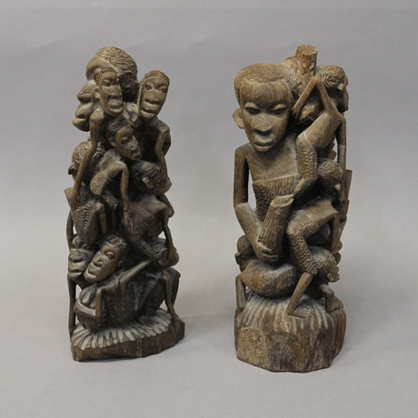 2 STYCKEN TRÄSKULPTURER, AFRIKA. Konst - Skulptur - Auctionet