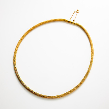 NECKLACE, 18k gold, mesh link, safety chain openable, bayonet clasp ...