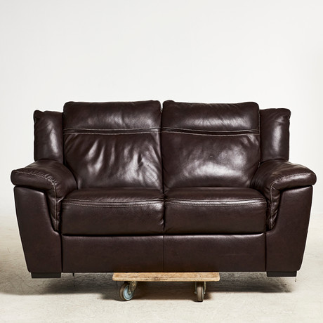 SOFFA, tvåsitsig modell, Natuzzi Editions, Italien, mörkbrunt läder ...