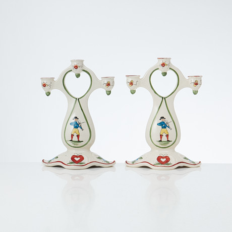 KANDELABRAR, 2 st, flintgods, "Daldansen", Rörstrand. Keramik & Porslin ...