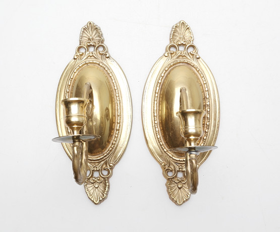 VÄGGLJUSTAKAR, 2 st, mässing, 1900-tal. Belysning & Lampor - Ljusstakar ...