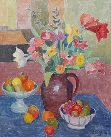 ELLIS WALLIN. Flower still life. Oil on canvas, signed and dated Elis ...
