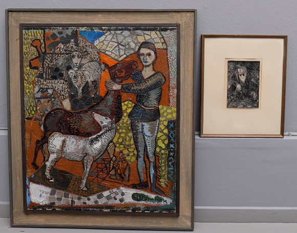 FOLKE HEYBROEK (1913-1983), medieval man with cattle, signed oil on ...