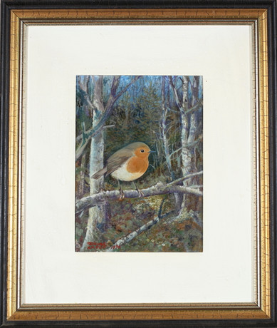 PER LARSSON "TECKNAR-LASSE" (1942-2010). Olja, "Rödhake", signerad ...