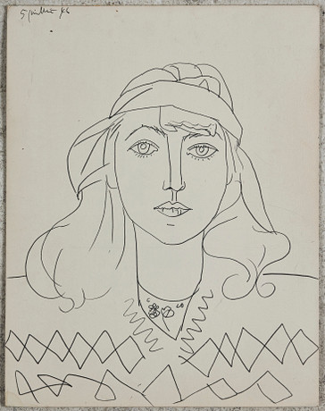 PABLO PICASSO. Efter. "Francoise au bandeau", litografiskt tryck. Konst ...