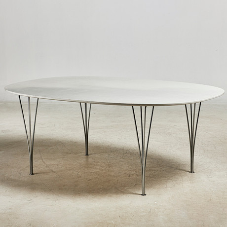 BRUNO MATHSSON/ PIET HEIN. ''Superelips'', dining table, white laminate ...