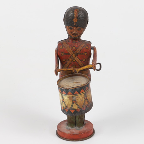 TOY, mechanical drummer, lithographed sheet metal, J. Chein, USA, 1930s ...