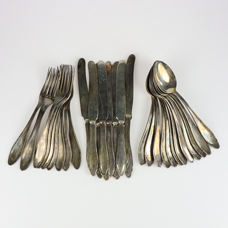 CUTLERY, 32 pieces, nickel silver, 1900s. Silver & Metals - Silver ...