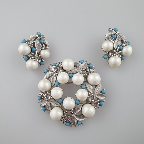 - Vintage brosch och ett par örhängen set - SARAH COVENTRY/USA, 1960/70 ...