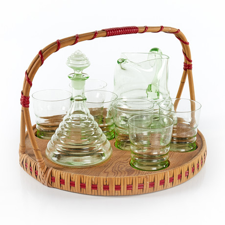 SERVIS, glas, 7 delar, William Stenberg för Gullaskruf, med bricka ...