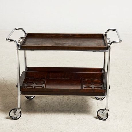 PAULI BLOMSTEDT. Serving trolley, Merivaara, 1930s, stained birch ...