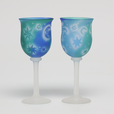 ASTRID GATE. Vinglas, ett par, unik-93. Glas - Konstglas - Auctionet