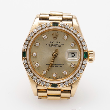 DAMARMBANDSUR, ROLEX - DATEJUST, 18 K GULD, 1980-tal, totalt 72,3 g ...