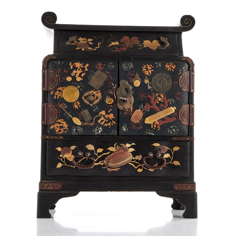 MINIATURE CABINET, lacquer work, Japan, Meiji (1868-1912), black ...