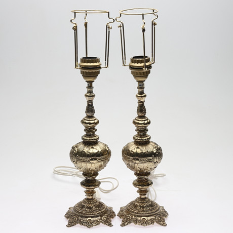 TABLE LAMPS, a pair, yellow metal, rococo style, Garali Impex Ab ...
