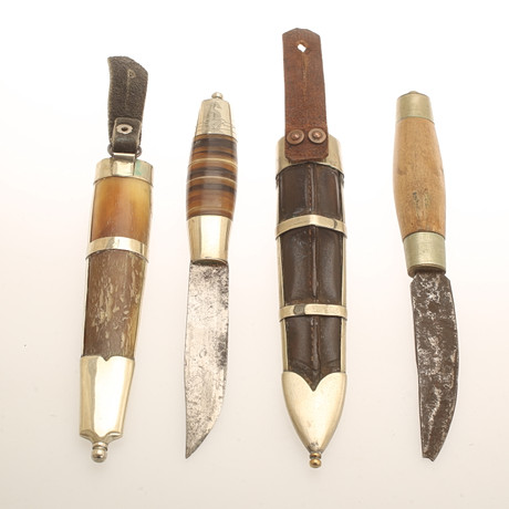 KNIVES, 2 pieces, nickel silver and horn, Norway, circa 1900. Weapons ...