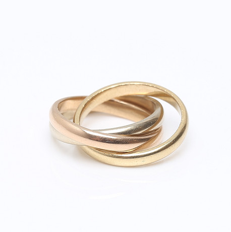 RING, tri-colored gold 18K, stamped 750, 1900s / 2000s. Jewellery ...