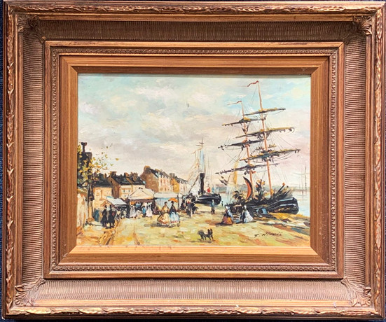 F. NICOLI. HARBOUR SCENE OIL ON CANVAS. Art - Paintings - Auctionet