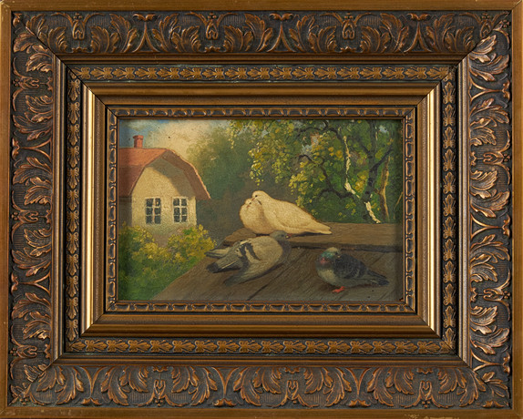 FERDINAND VON WRIGHT. Duvor på taket, a tergo intyg av Gerda Elfving ...