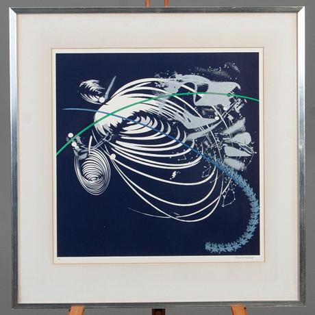 CARL FREDRIK REUTERSWÄRD. Färglitografi, komposition, signerad och ...