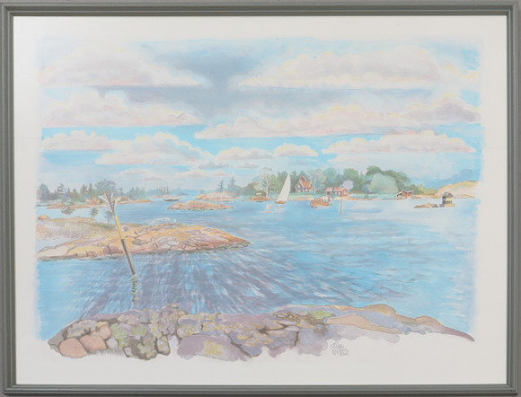 CLAES FOLCKER. litografi, skärgård, signerad, numrerad 18/365. Konst ...
