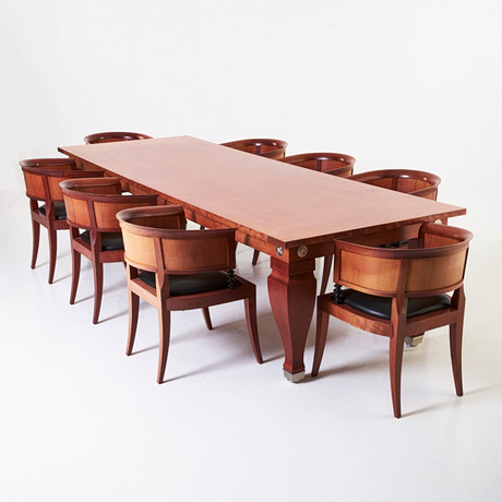 LÈON KRIER (b.1946), dining table "Mensa Magna", 8 chairs, "Sella Magna ...