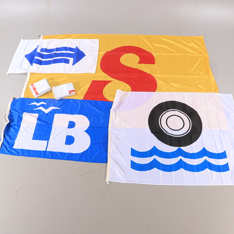 SHIPPING FLAGS, 6 pieces, incl. a "Sunds buses" and "LB ferries", 1900s ...