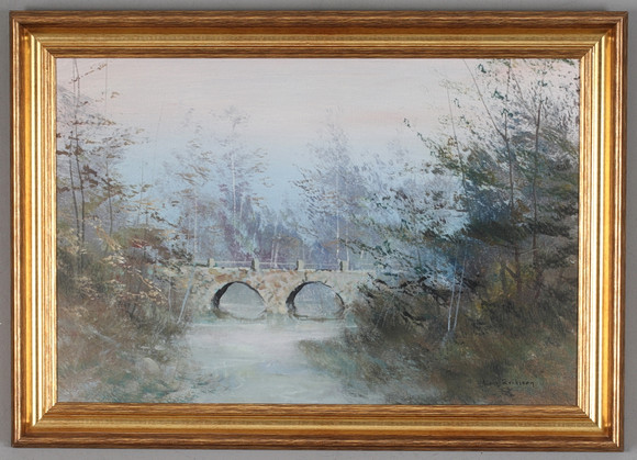LARS ERIKSSON. Landskap med bro, olja på duk, signerad. Konst - Måleri ...