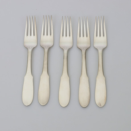 GAFFLAR, 5 st, nysilver, "Mitra" Georg Jensen, Danmark. Silver & Metall ...