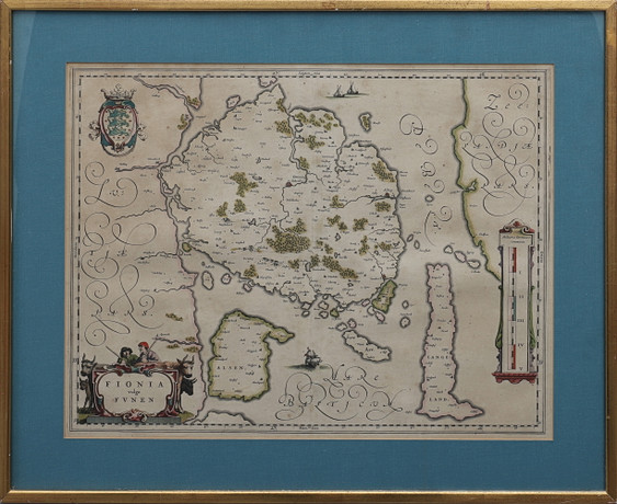 ANTIQUE MAP. HAND COLORED COPPER STUCCO MAP BY JOHAN BLAEU OF THE ...