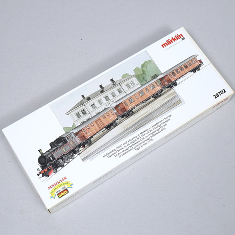 MÄRKLIN scale H0. Train set 28702, SJ's steam locomotive S938 and 3 ...