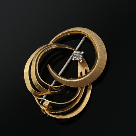 BROSCH, 18k guld med vit sten. Utländska stämplar. Smycken & Ädelstenar ...